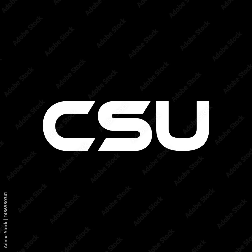 CSU letter logo design with black background in illustrator, vector ...