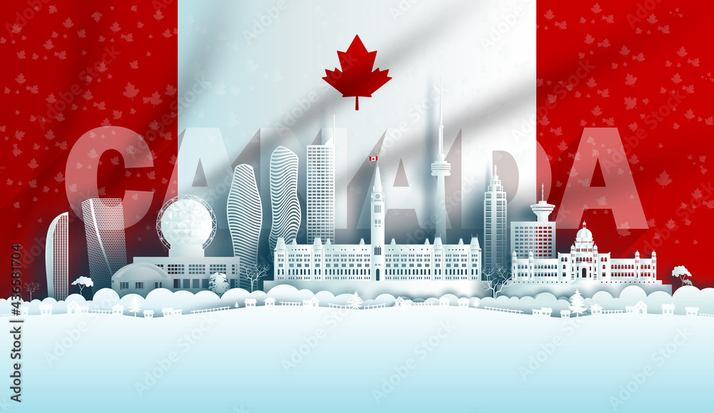 Happy patriotic celebration Canada Day with red flag maple leaf. Stock ...
