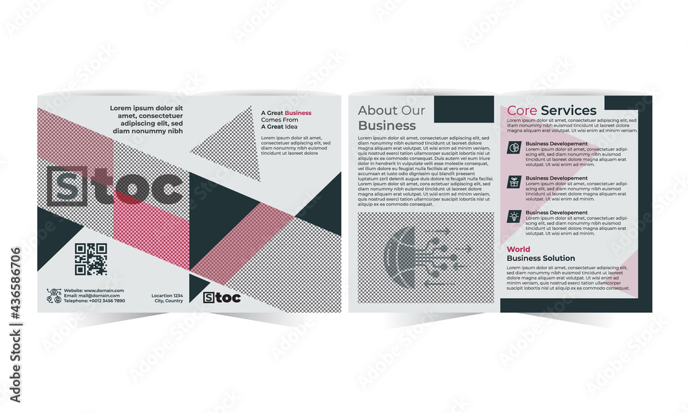 design template of 4 panel A4 size bifold brochure Stock Vector | Adobe ...