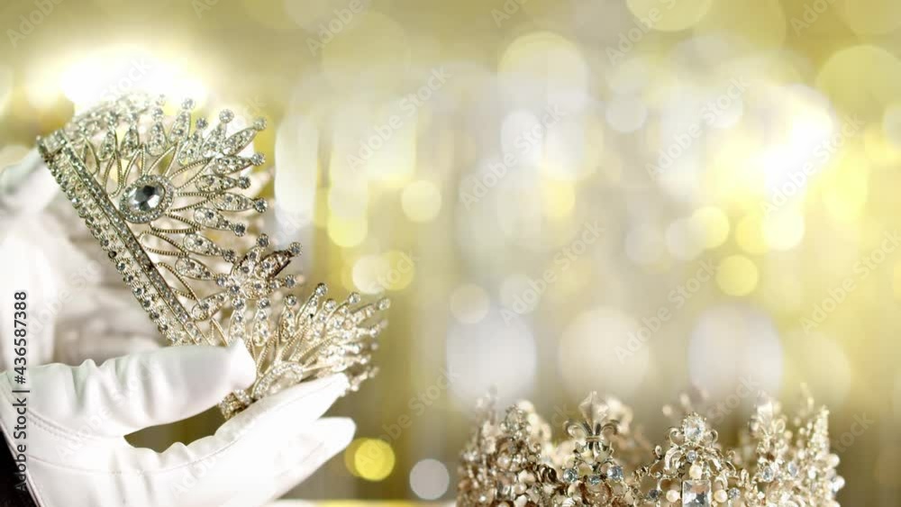 A beauty pageant diamond crown is checked for flaws in anticipation of ...