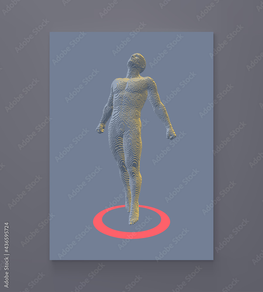 Leadership, freedom or development concept. Jumping man. Man stands in ...