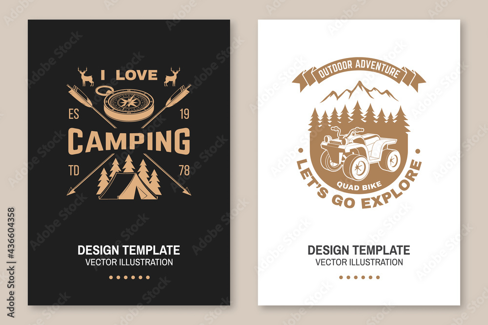 Set of camping template. Vector. Flyer, brochure, banner, poster design ...