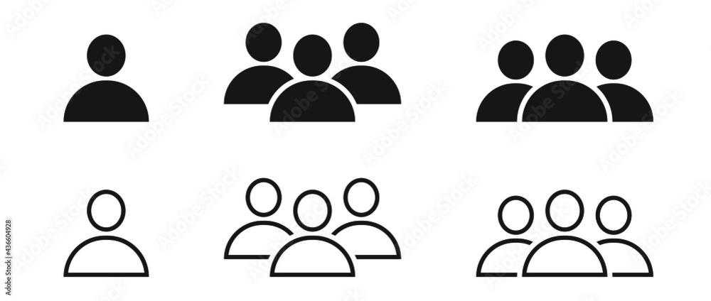 User icon and people line icon, team icon, group icon, outline and ...