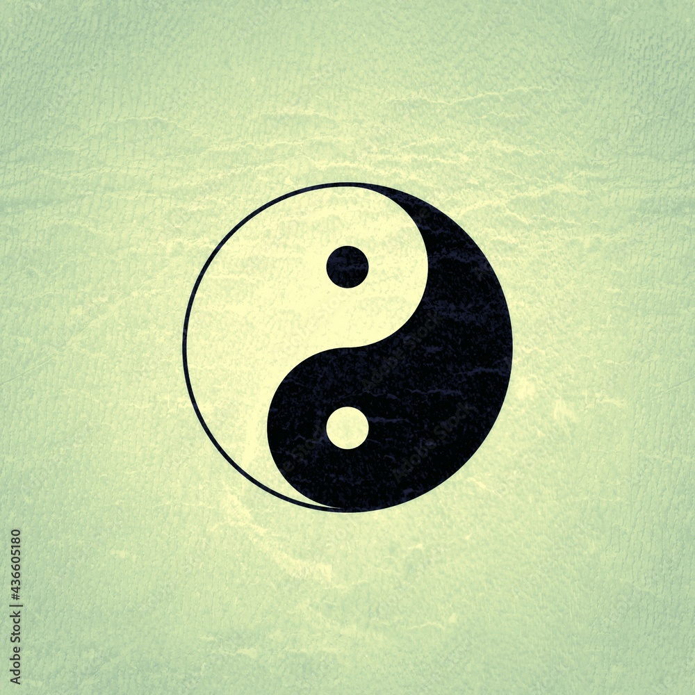 Artistic design of Taoism yin and yang icon on grunge old square paper ...
