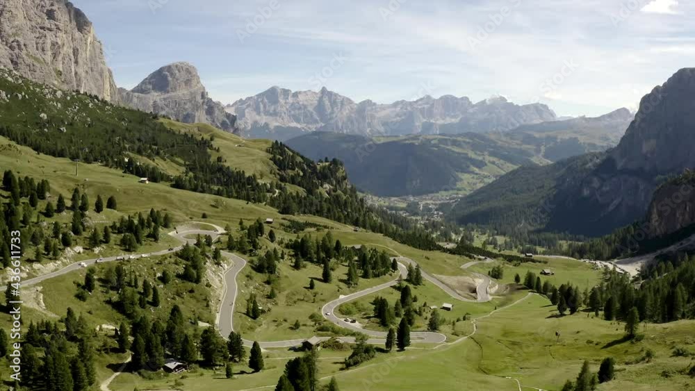 Serpentine in the Italian Alps mountains. Gardena pass,Passo Gardena ...
