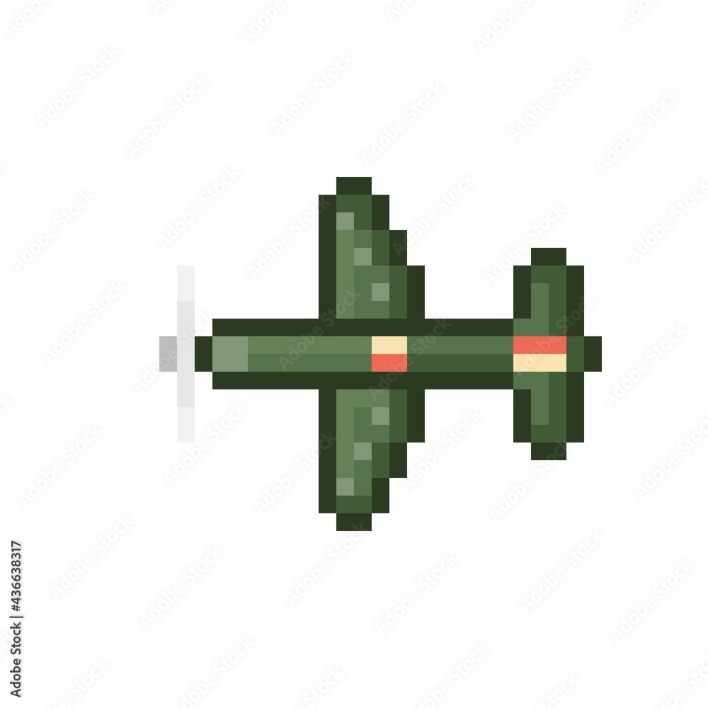 Jet flight transportation pixel art. Airplane in pixel art style. Plane ...
