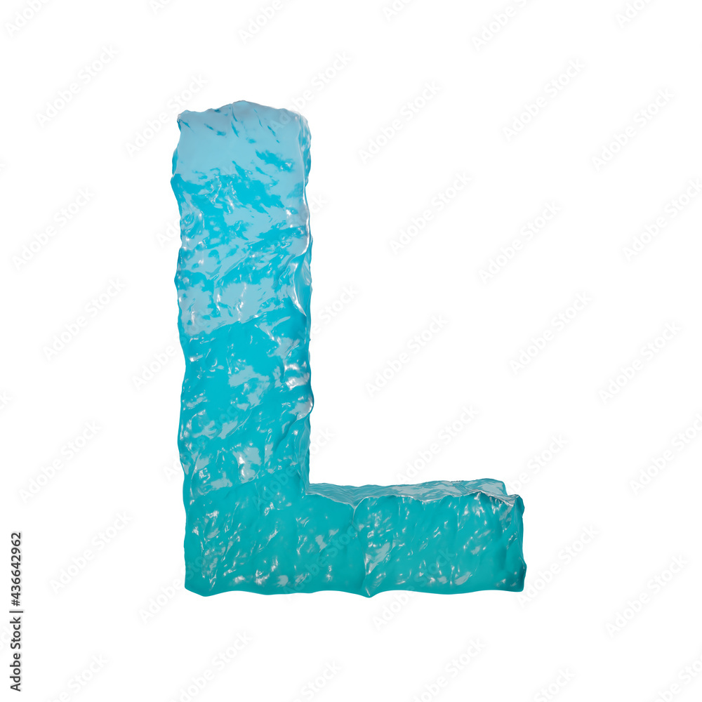 Ocean Font. Sea water text alphabet letter L. 3d render. Stock ...