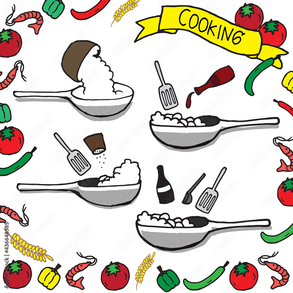 set of step cooking tutorial illustration on white background. cooking ...