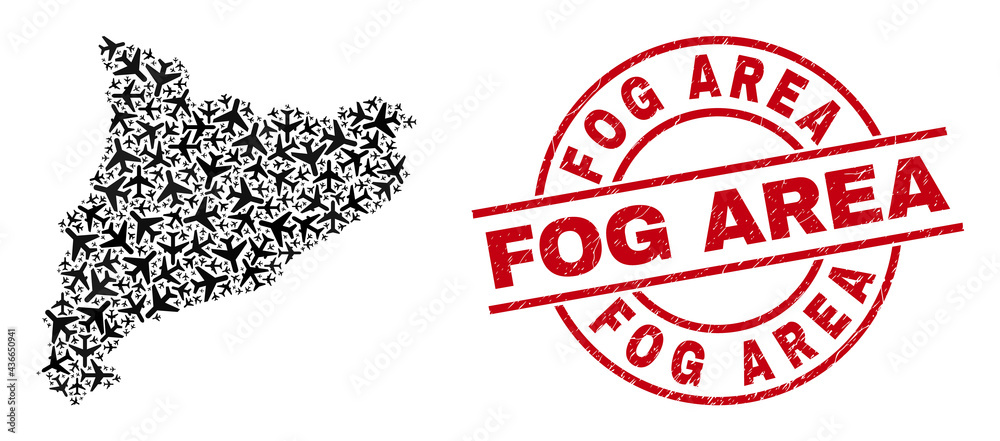 Fog Area rubber seal, and Catalonia map mosaic of aviation items ...