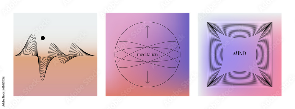 Vector set of linear design elements for logo templates in modern ...