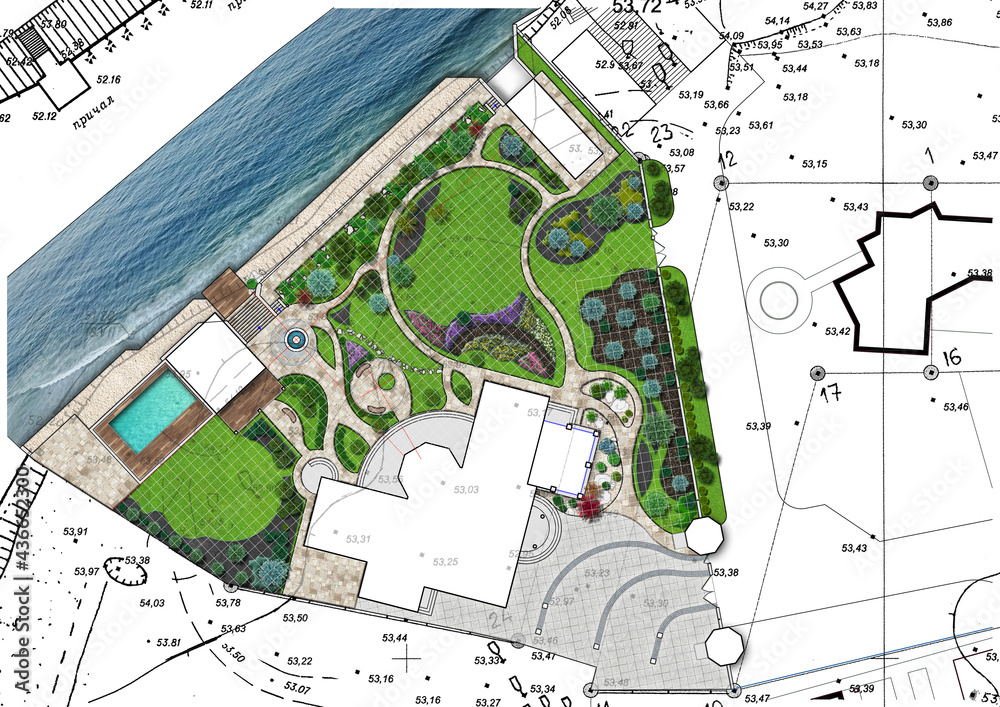 Site development plan isolated over white background, 3D render Stock ...