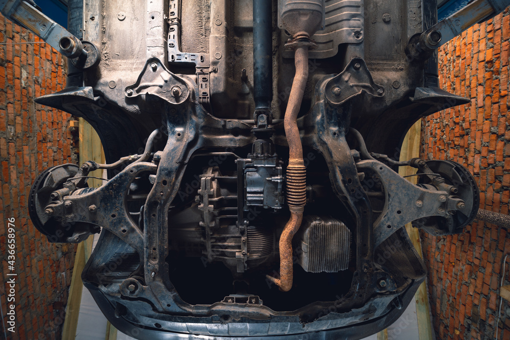 Car underbody front enginee wheels drives suspension radiator of used ...