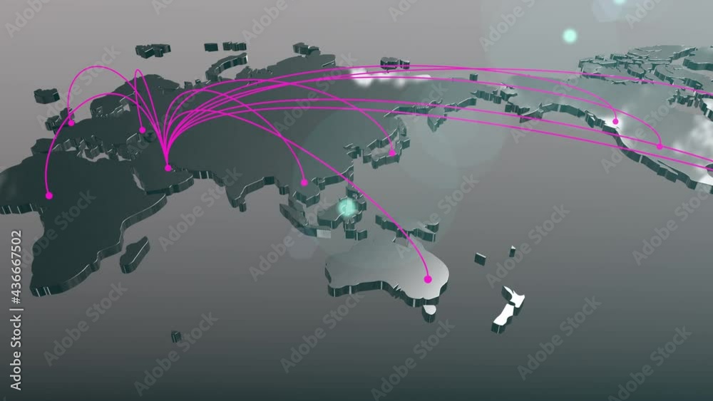 Dubai to the world spread connection map animation Stock Video | Adobe ...