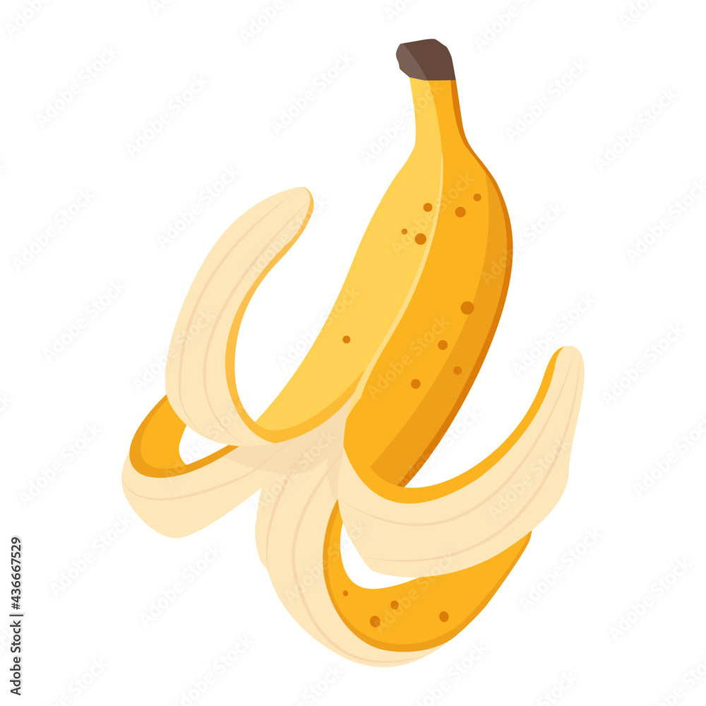 Cartoon vector illustration isolated object food fruit banana skin ...