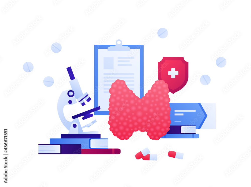 Endocrinology and thyroid disease awareness concept. Vector flat ...