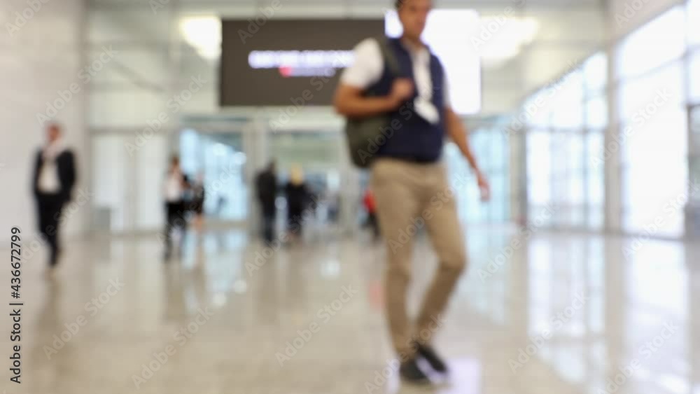 Blurred crowd of people passing through a conference hallway Stock ...