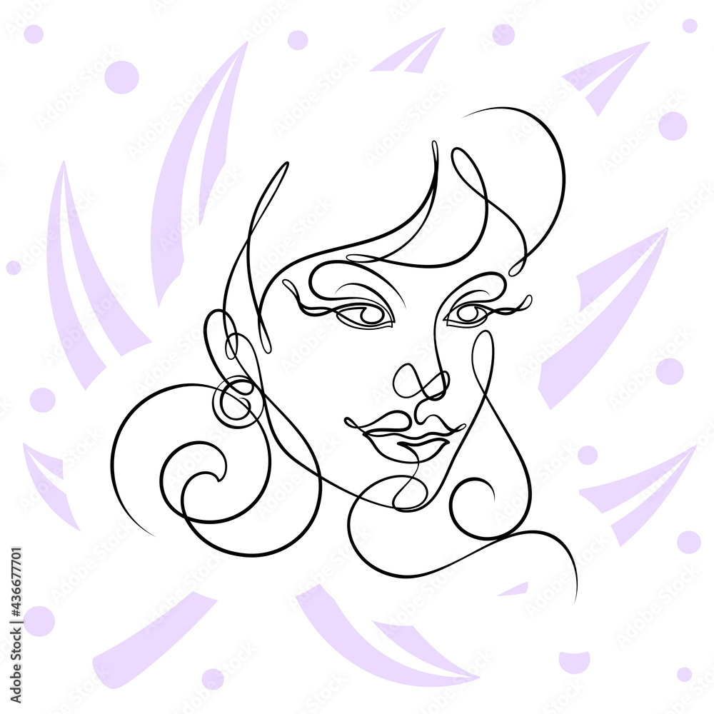 International Women's Day minimal design line drawing style. Portrait ...