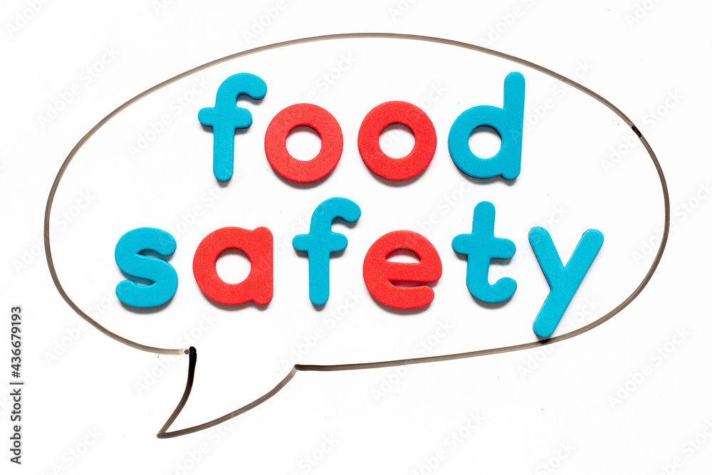 Alphabet letter with word food safety in black line hand drawing as ...