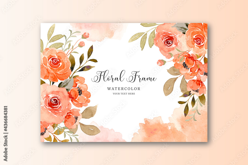 Watercolor rose flower frame background Stock Vector | Adobe Stock