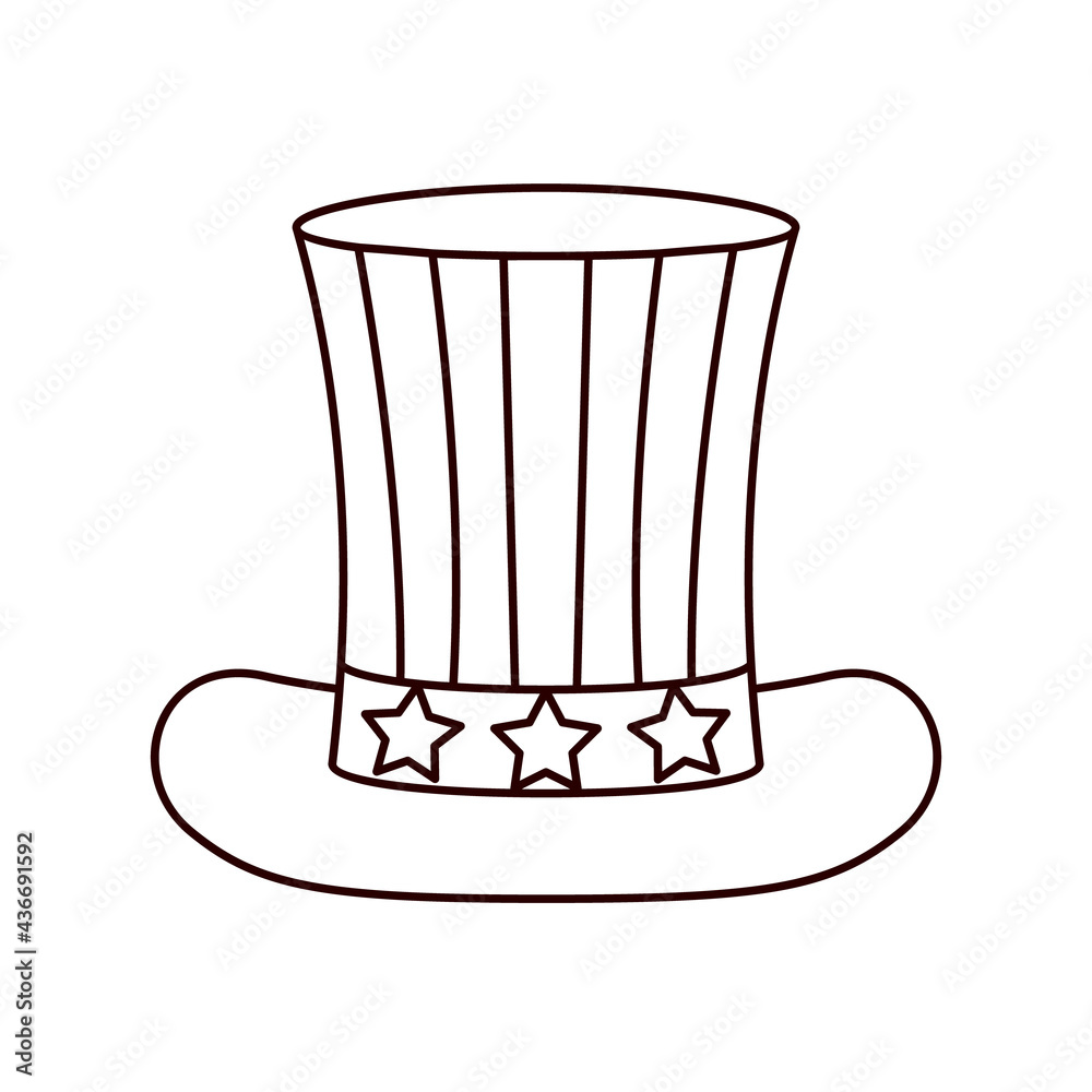Uncle Sam hat line icon. Clipart image isolated on white background ...