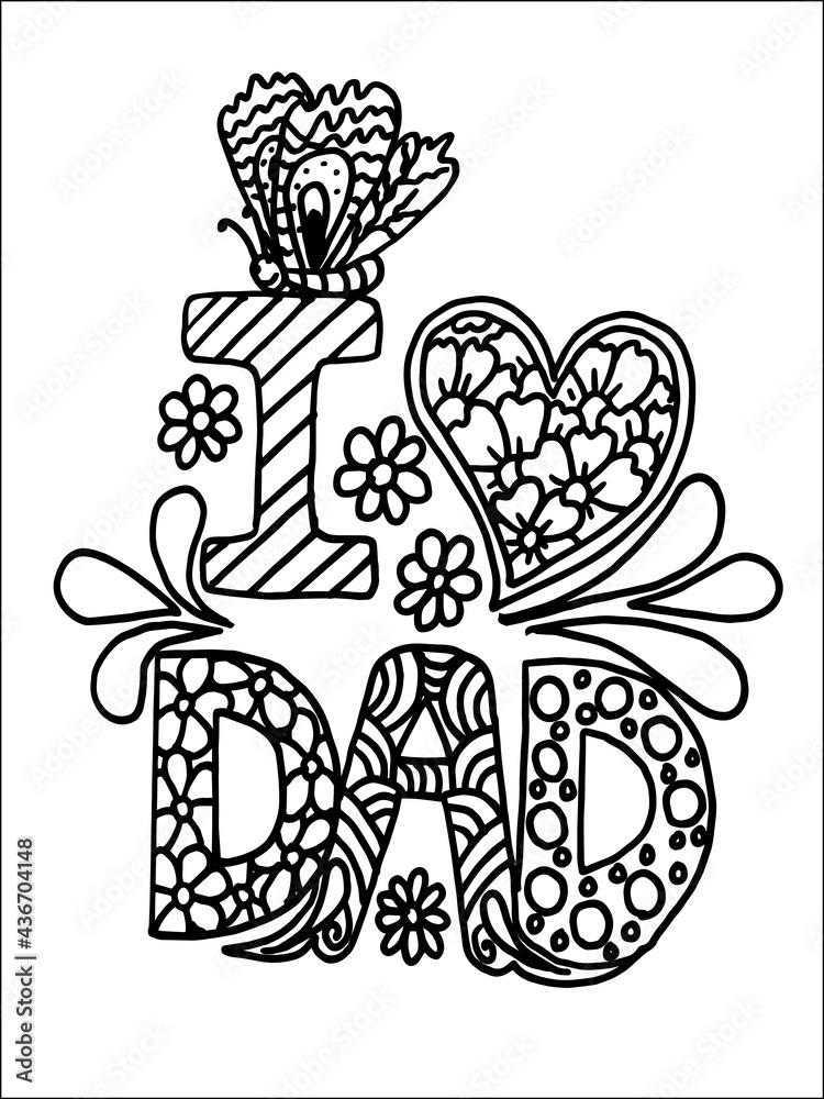 heart with flowers father;s day coloring page,i love dad,flower ...