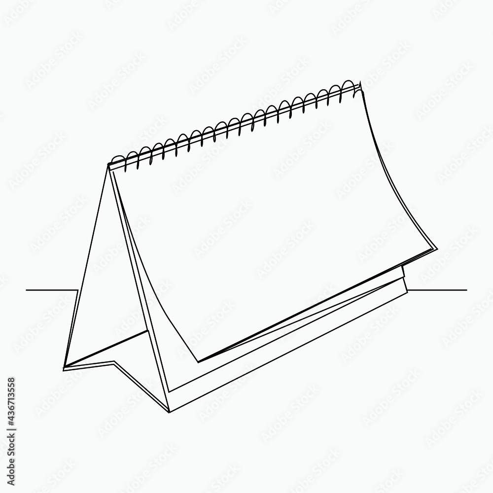 Continuous line, Calendar whilst turning the pages. Drawing of set ...
