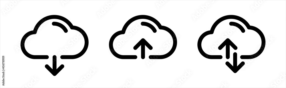 Vetor de Cloud download and upload icon. Upload download cloud arrow. Line style. Download cloud ...