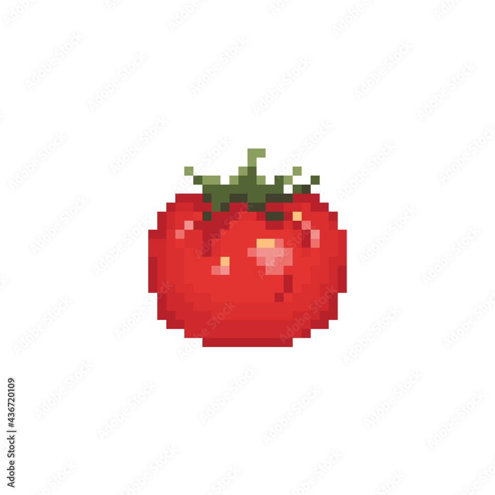 Pixel tomato vector illustration. Pixel art vegetable tomato icon ...