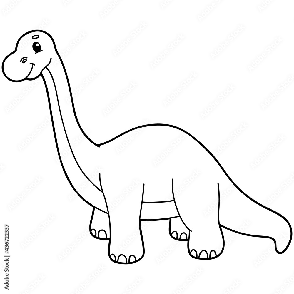 Vector illustration coloring page with cartoon dinosaur for children ...