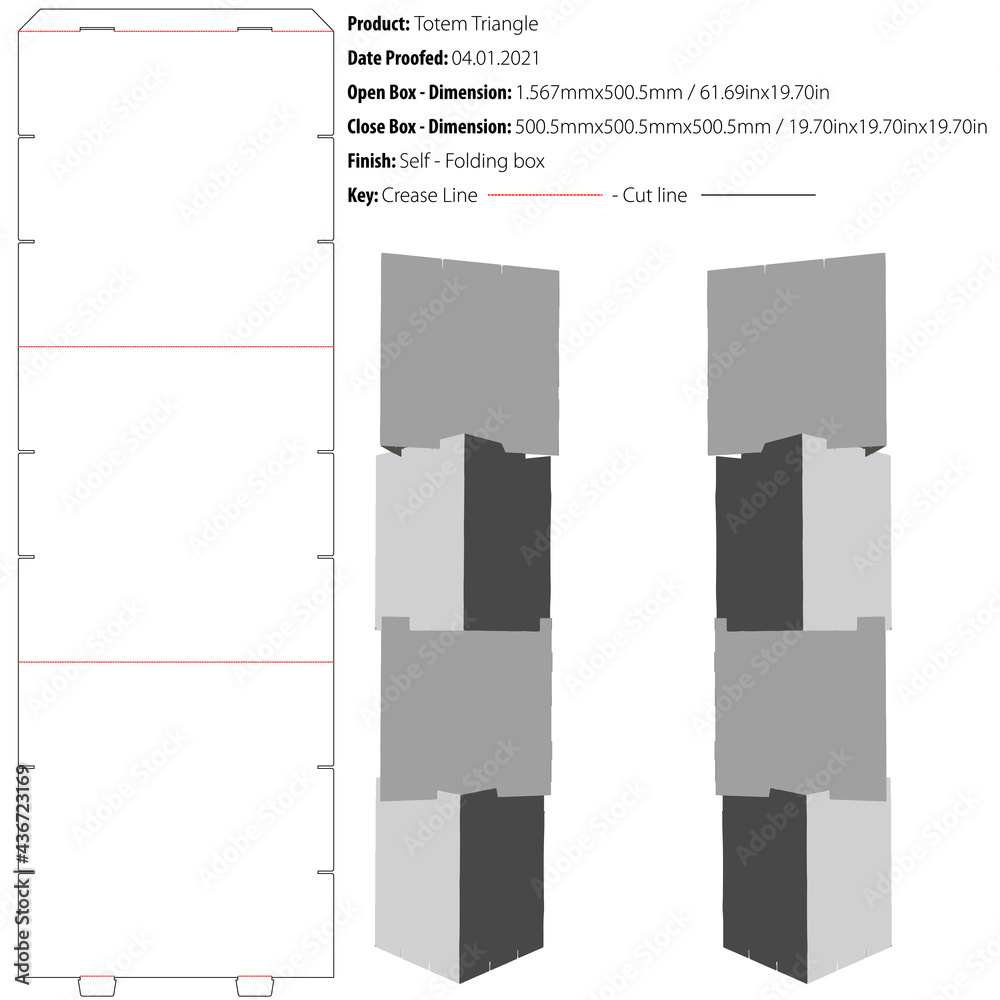 Totem Triangle POS Floor Display packaging design template selffold die ...