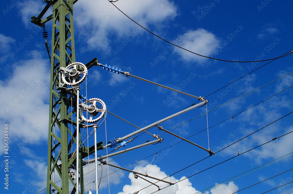 Line tensioning of an overhead wire Stock Photo | Adobe Stock