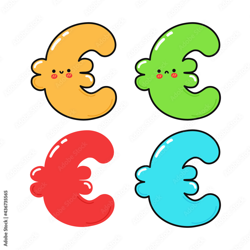 Funny cute happy Euro characters bundle set. Vector kawaii line cartoon ...