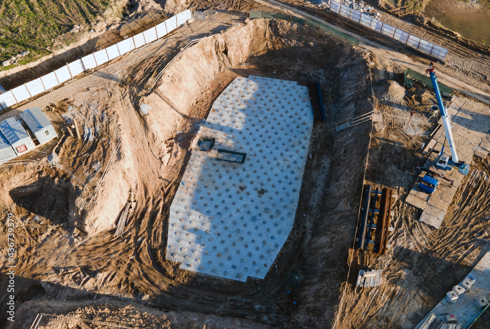 Сonstruction site with foundation pit for monolithic reinforced ...