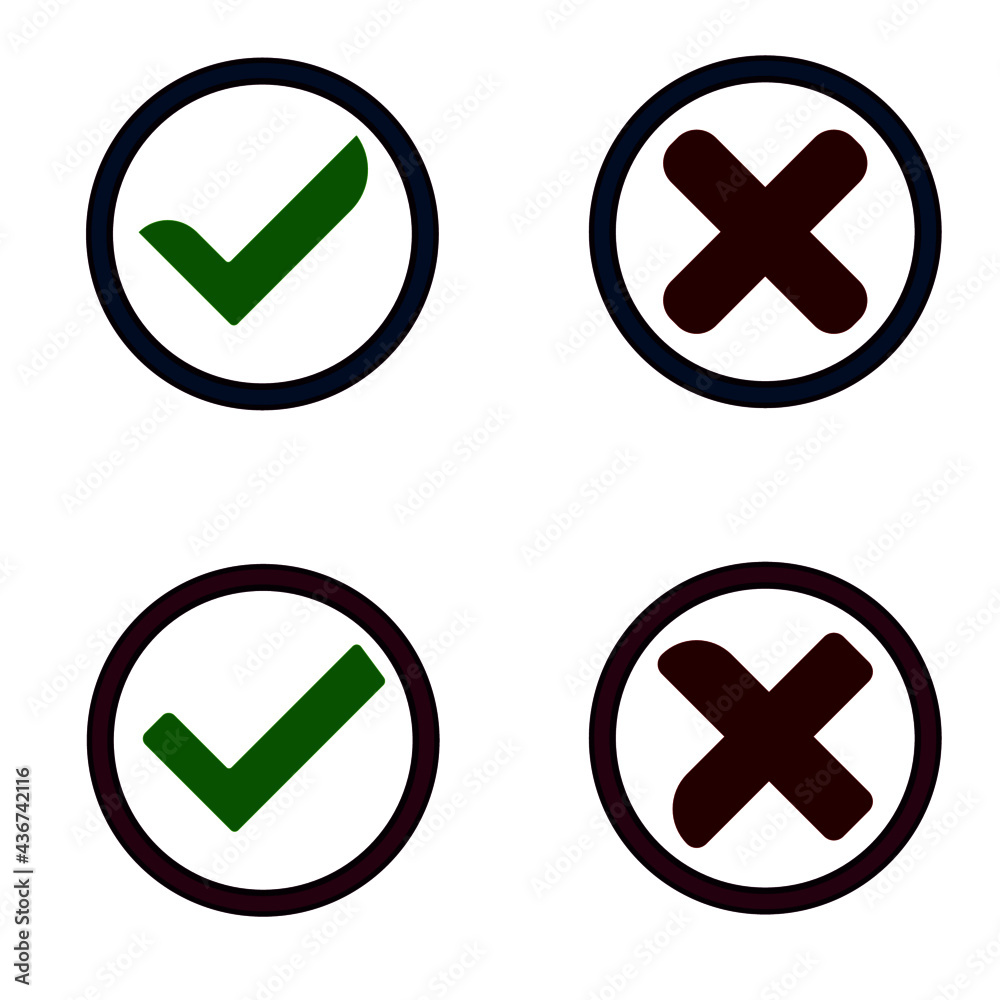 approval and rejection symbols.true or false vector symbol. rejected or ...