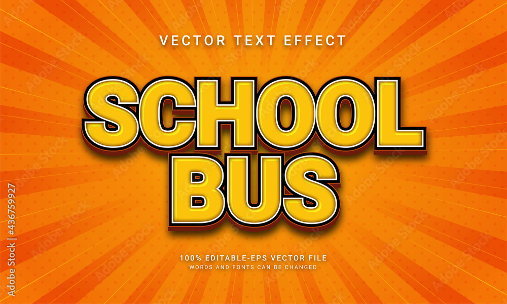 School bus editable text effect themed education Stock Vector | Adobe Stock