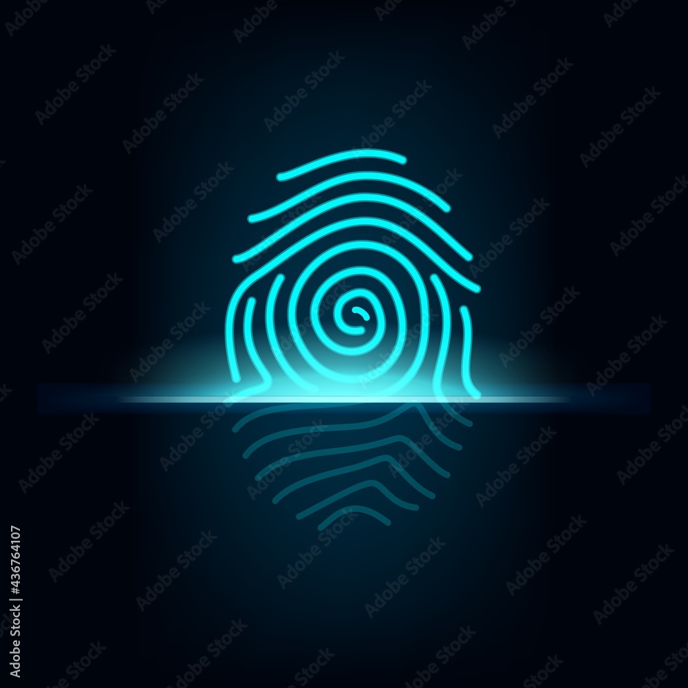 Fingerprint scanner, biometric access control, vector thumb digital ...
