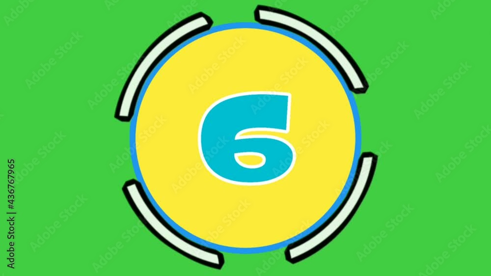 Flat cartoon countdown number ten to one animation on green screen ...