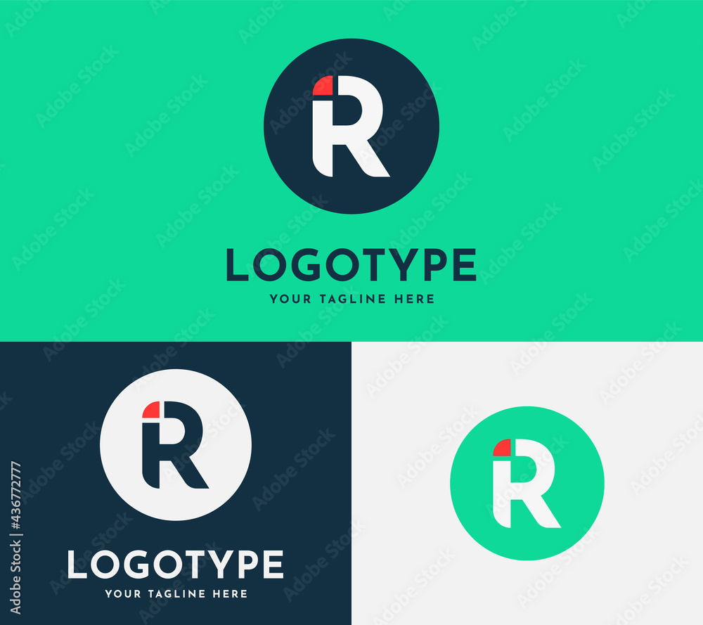 Letter R, IR. Uppercase Letter R with Uppercase Letter I Minimalistic ...