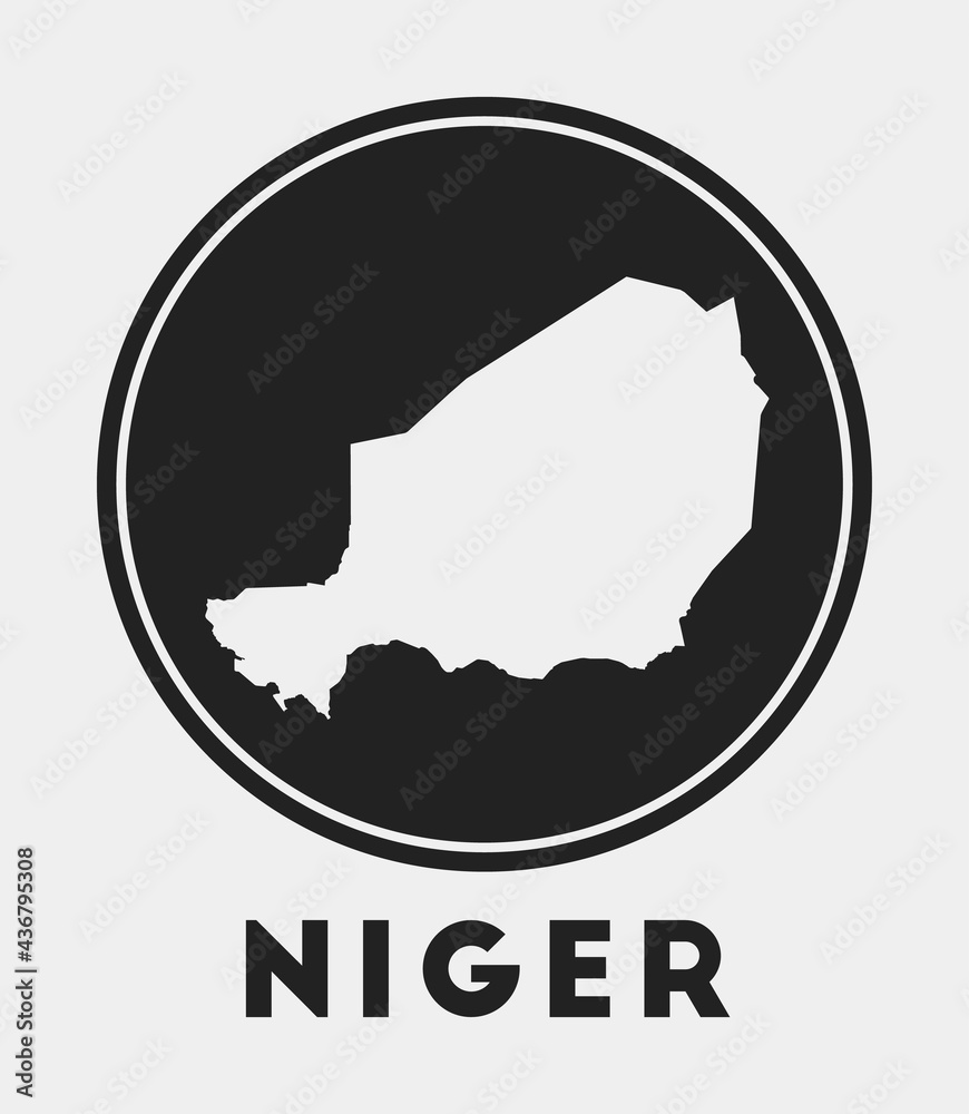 Niger icon. Round logo with country map and title. Stylish Niger badge ...