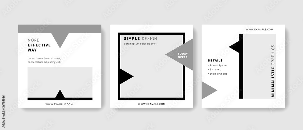 Vetor de Clean editable social media set layouts with place for photos ...