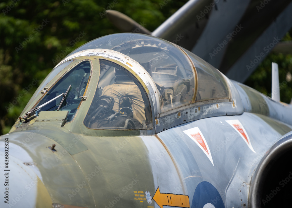 Abandoned old Buccaneer RAF fighter jet from the cold war era. Folding ...