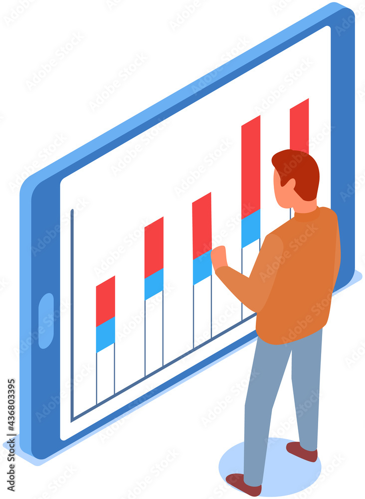 Visualize with business analytics. People work with statistical data ...