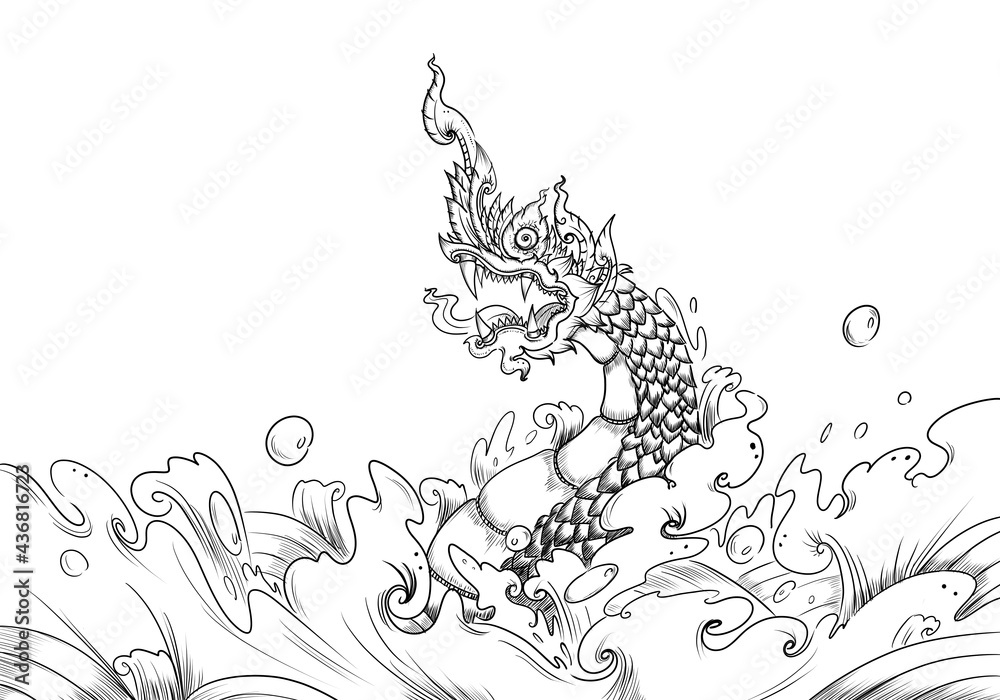 Thai Naga Drawing