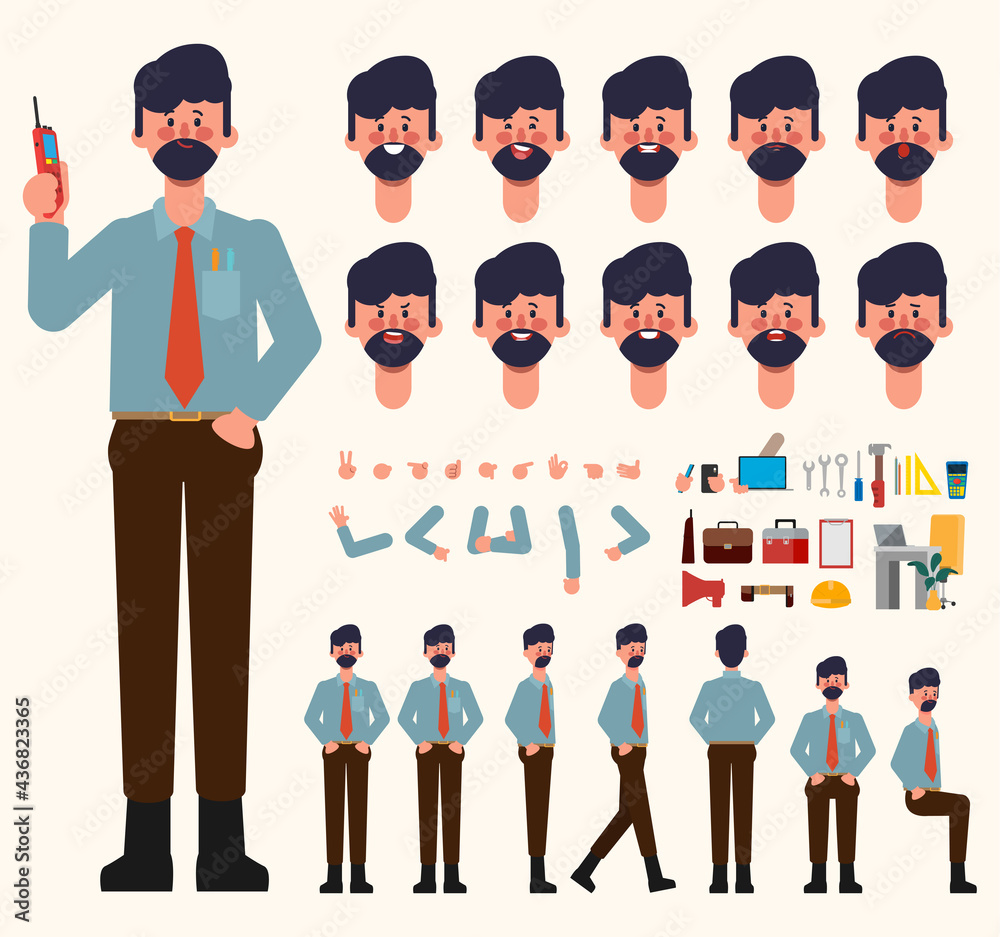Engineer mechanic character creation for animation. Ready for animated ...