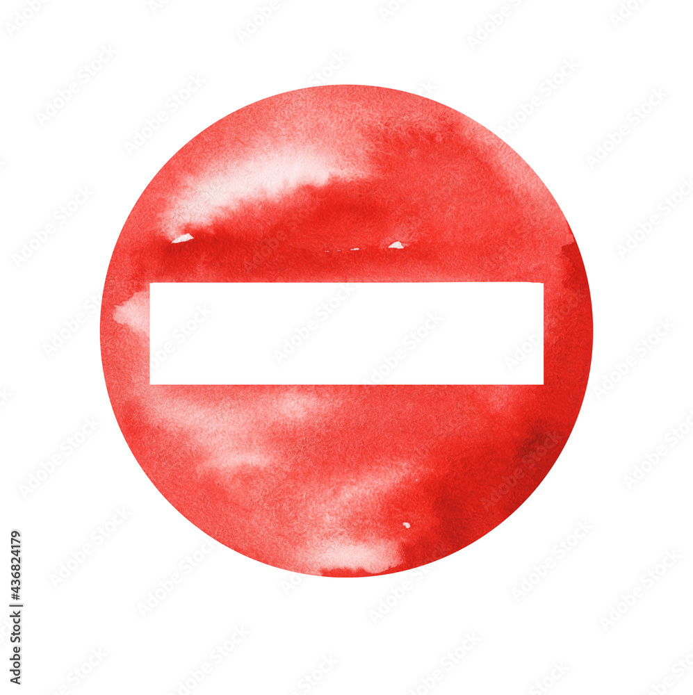 Hand drawn watercolor pictogram road sign with access denied ...