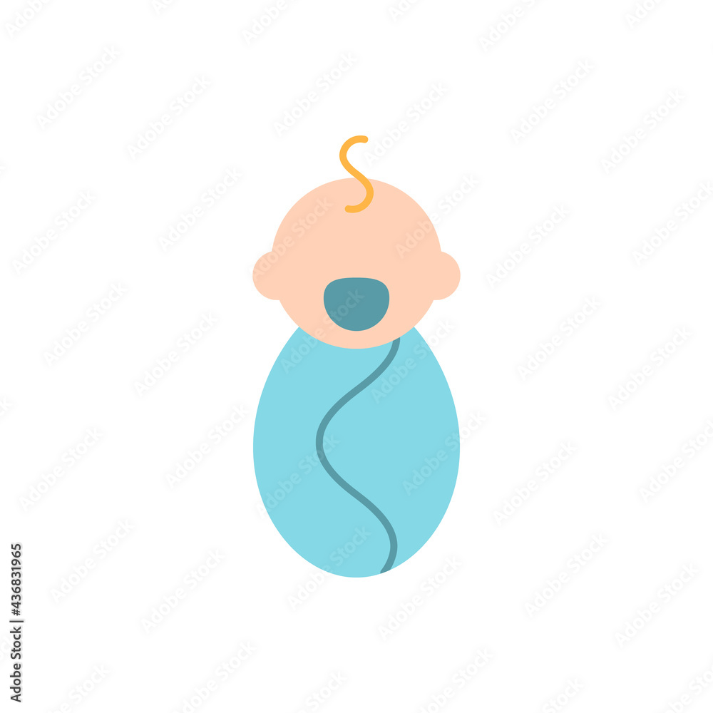 Male newborn vector flat color icon. Baby phase. Infancy development ...