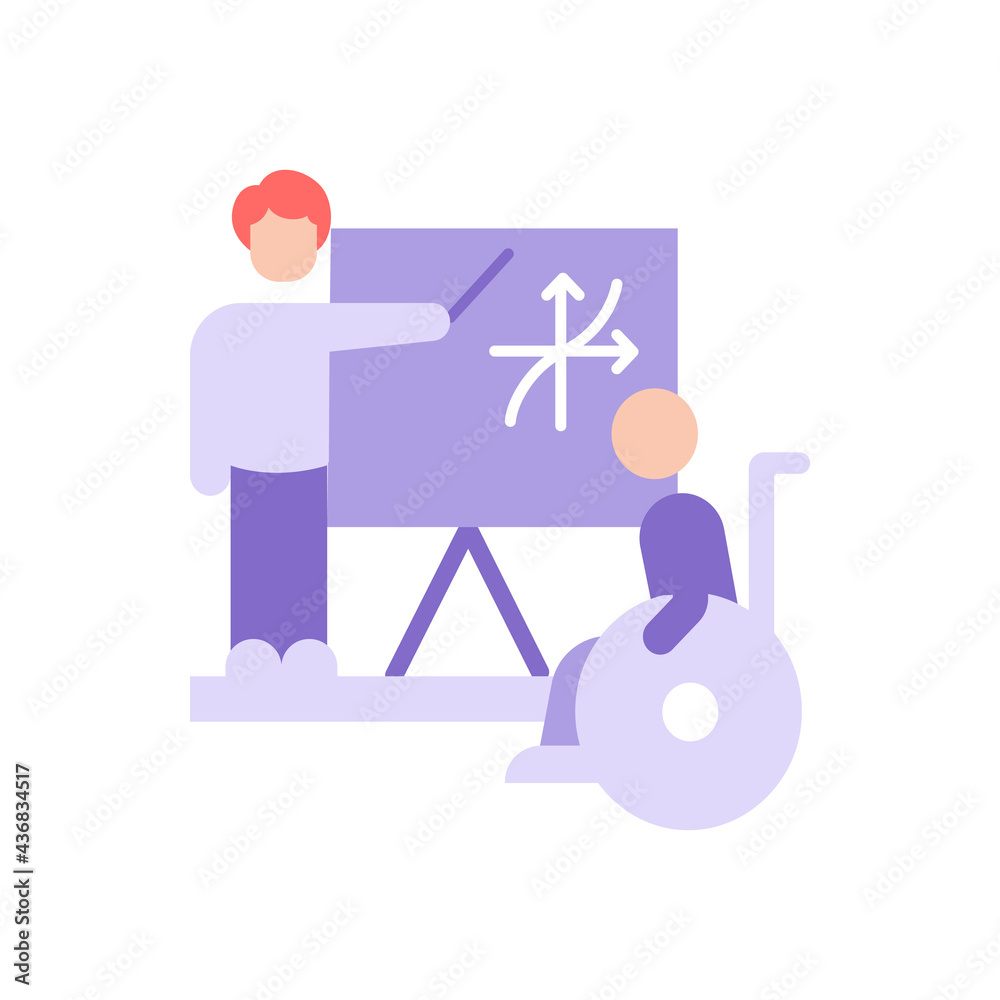 Special education vector flat color icon. Inclusive education ...