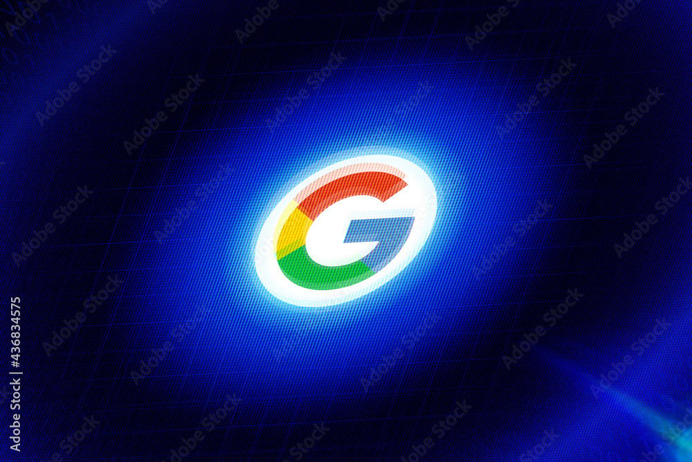 Google logo sign on a screen for news banner Stock イラスト | Adobe Stock