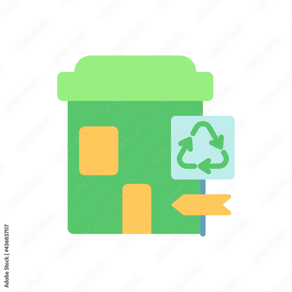 Recycling collection center vector flat color icon. Landfill and ...