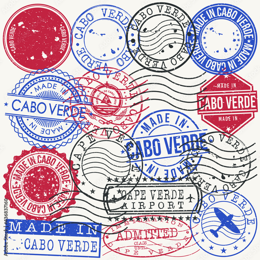 Cape Verde Set of Stamps. Travel Passport Stamps. Made In Product ...